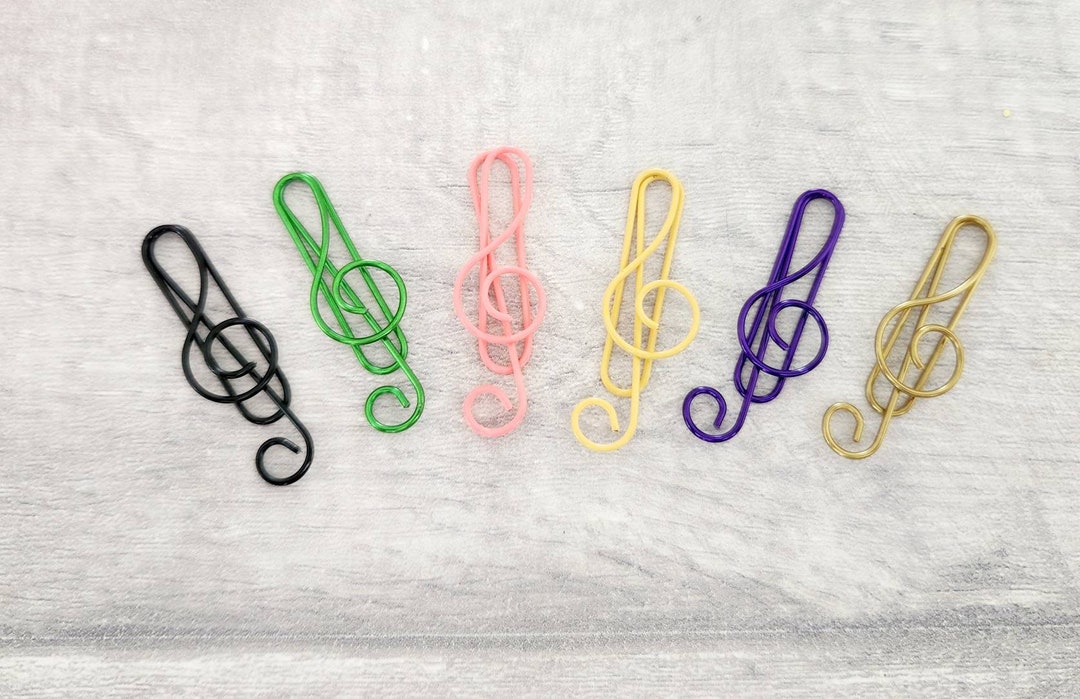 12 Treble Clef Paper Clips, Multi Coloured Musical Metal Paperclips ...