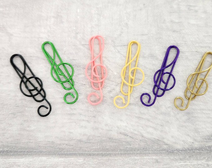 12 Treble Clef Paper Clips, Multi Coloured Musical Metal Paperclips ...