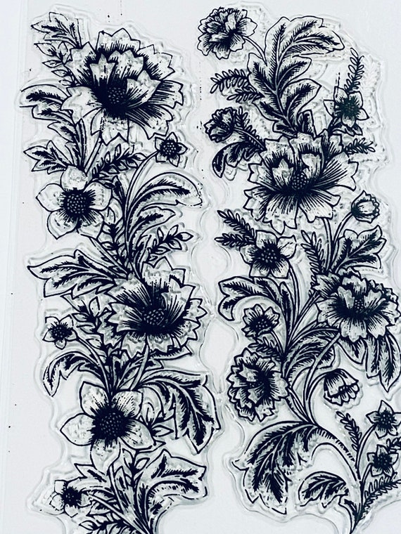 Flower Edging/border Clear Stamps-background/layering/card | Etsy UK