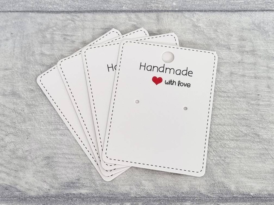 Earring Display Cards, Jewellery Backing Card Set, White Handmade With ...