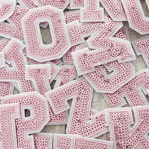 Pink Sequin Letter Patches, Iron on Alphabet Patch, Sew on Sparkly ...