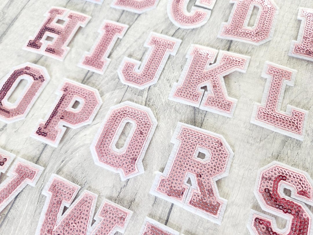 Pink Sequin Letter Patches, Iron on Alphabet Patch, Sew on Sparkly ...