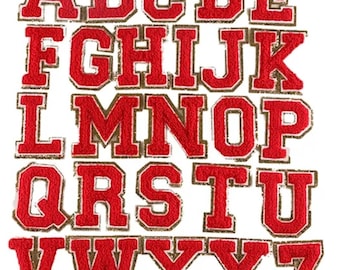 Red / Gold Chenille Letter Patch Patches Iron on / Sew on - Etsy