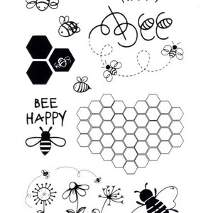 10 Bee Happy Clear Stamps-bumble Bee Stamp/honeycomb/flowers/happy ...