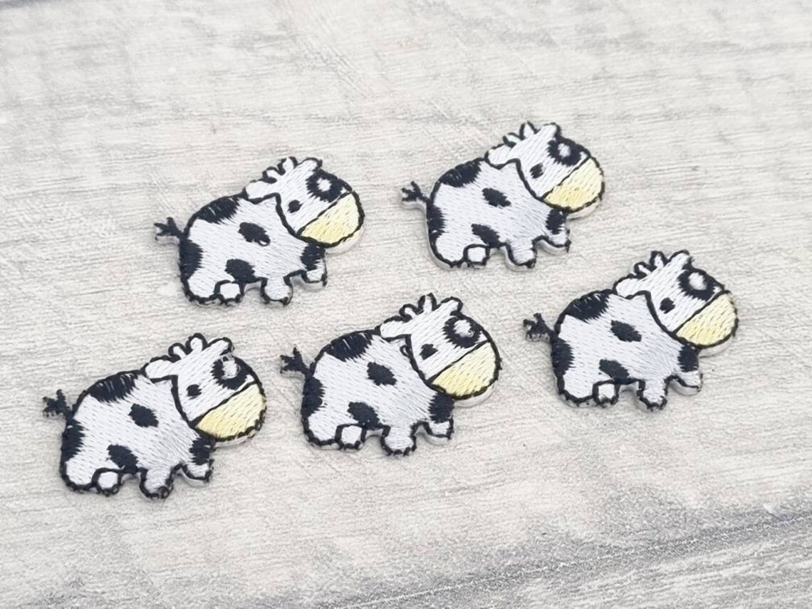 5 Mini Cow Iron on Patches Sew on Small Embroidered Patch | Etsy UK