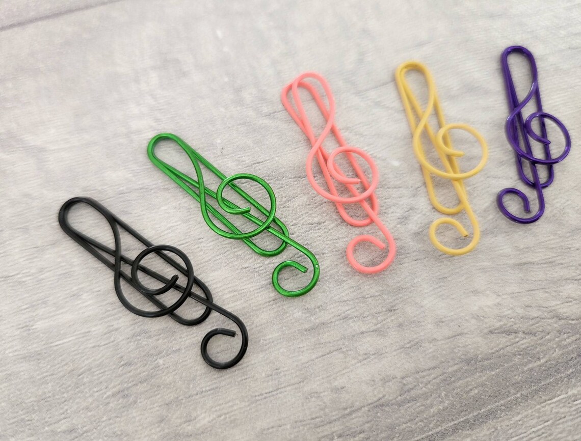 12 Treble Clef Paper Clips Multi Coloured Musical Metal - Etsy