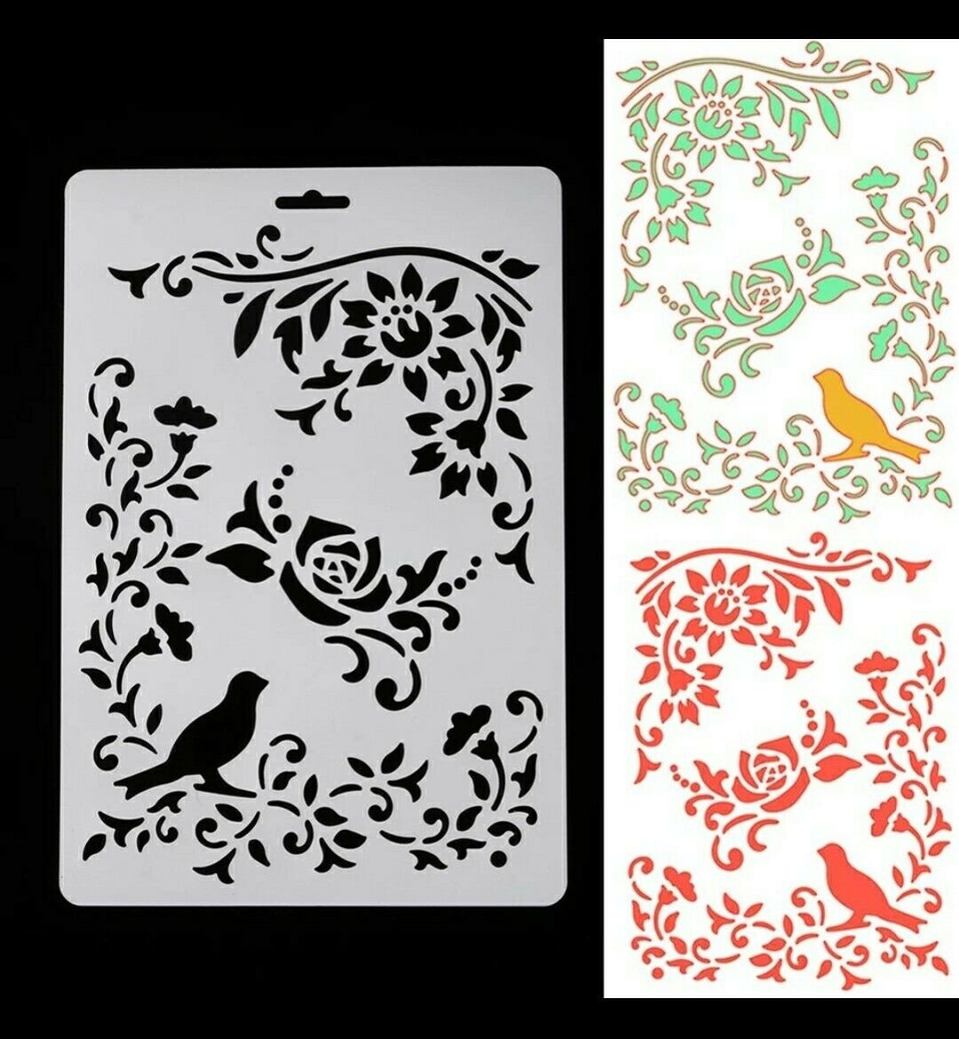 Bird/flower Stencil-reusable Template-layering Background-craft ...