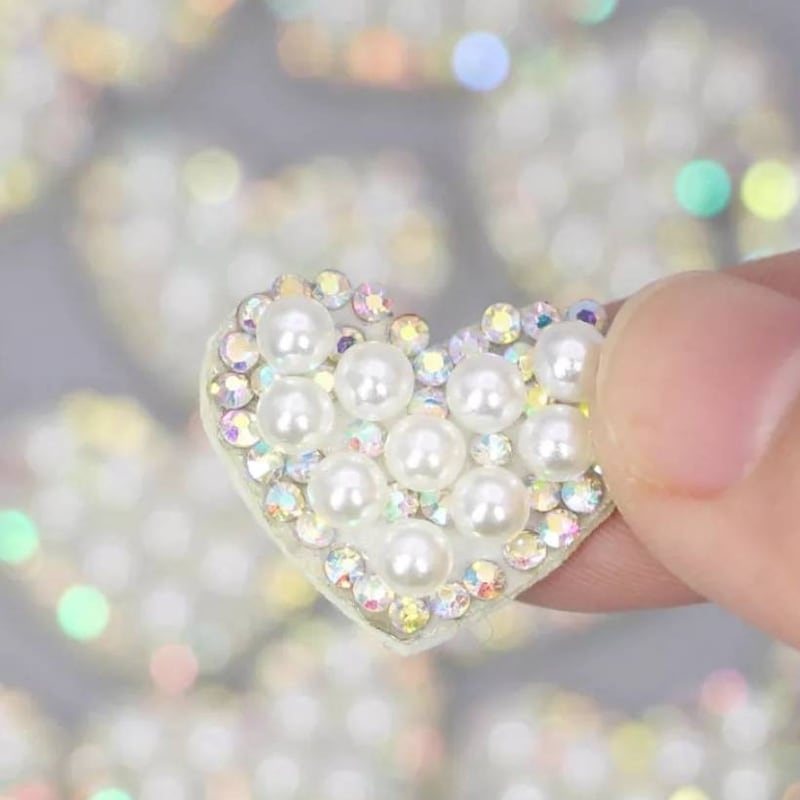 Rhinestone Iron on Heart - Etsy