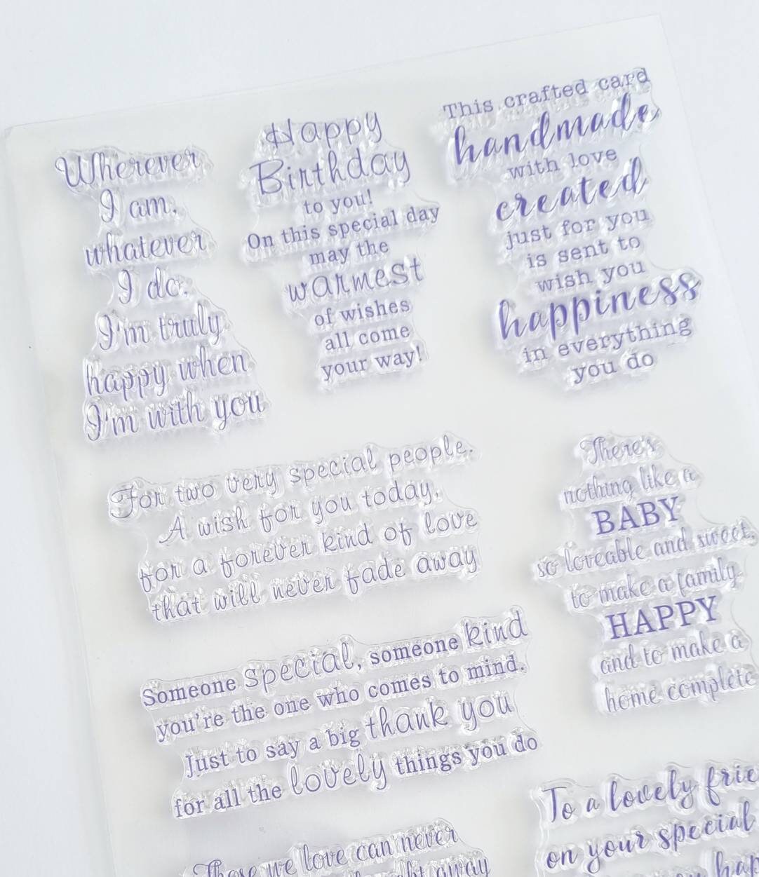8 Sentiments/Sayings Clear Stamps-Special occasions greetings | Etsy