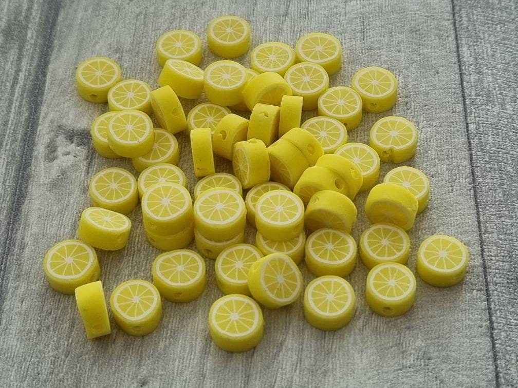 Lemon slice beads 50 lemon slices kawaii Jewellery polymer | Etsy
