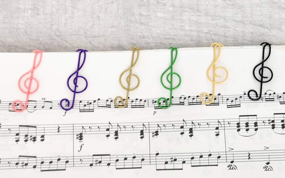 12 Treble Clef Paper Clips Multi Coloured Musical Metal - Etsy