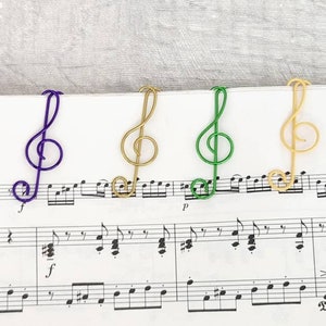 12 Treble Clef Paper Clips, Multi Coloured Musical Metal Paperclips ...