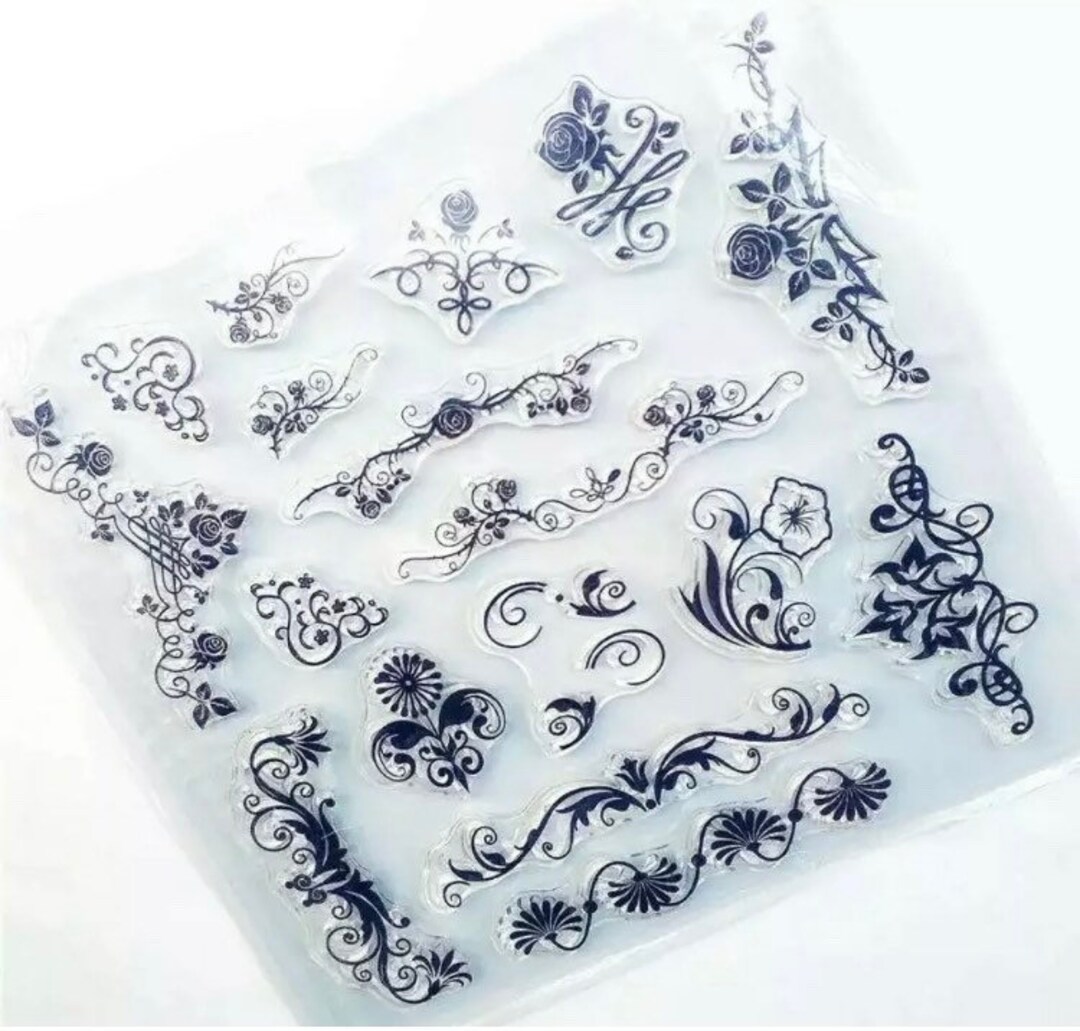 17 Floral Edges Clear Silicone Stamps-decorative Borders Transparent ...