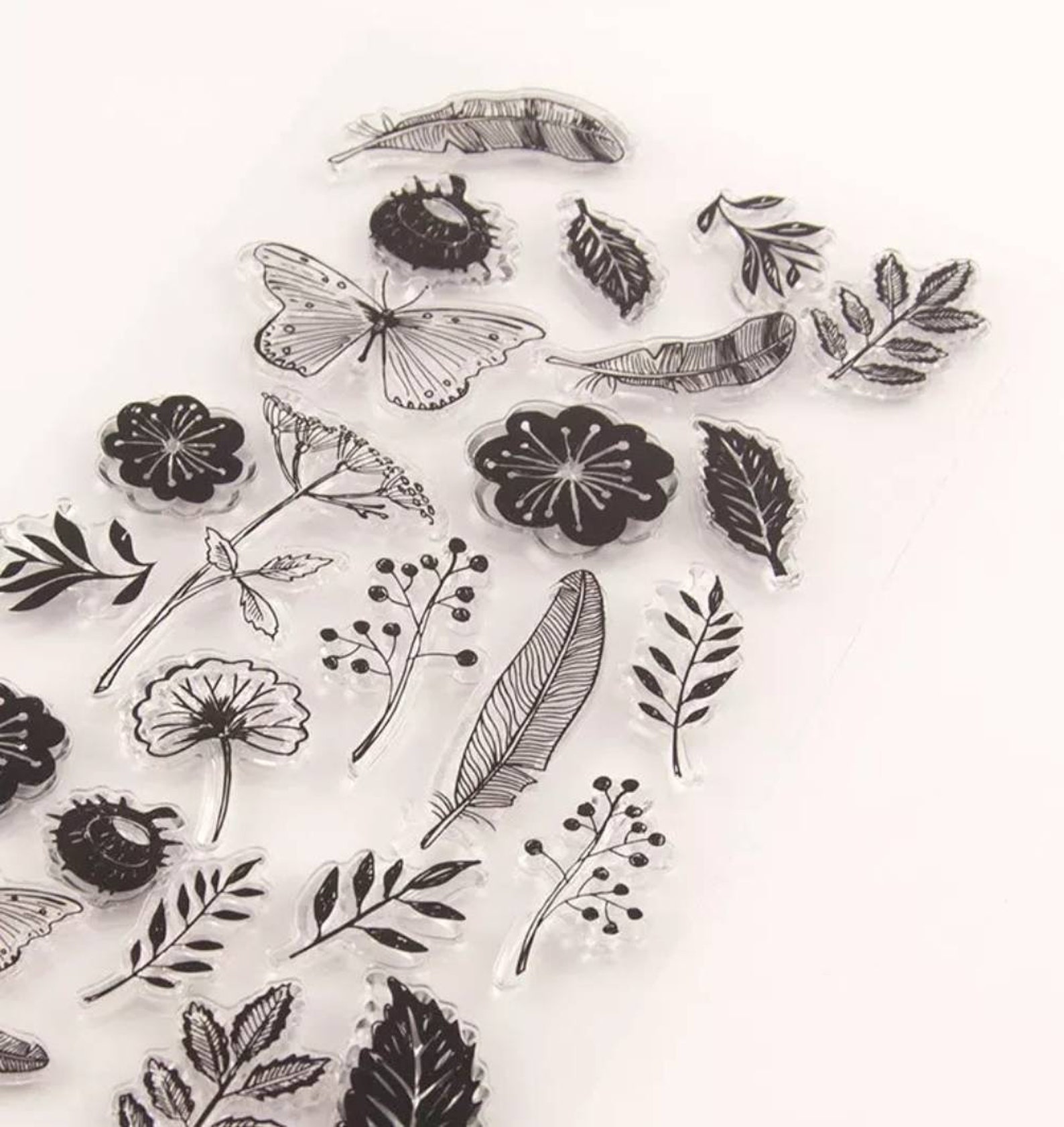 Nature Clear Stamps Flowers/butterfly Stamp Card Making - Etsy