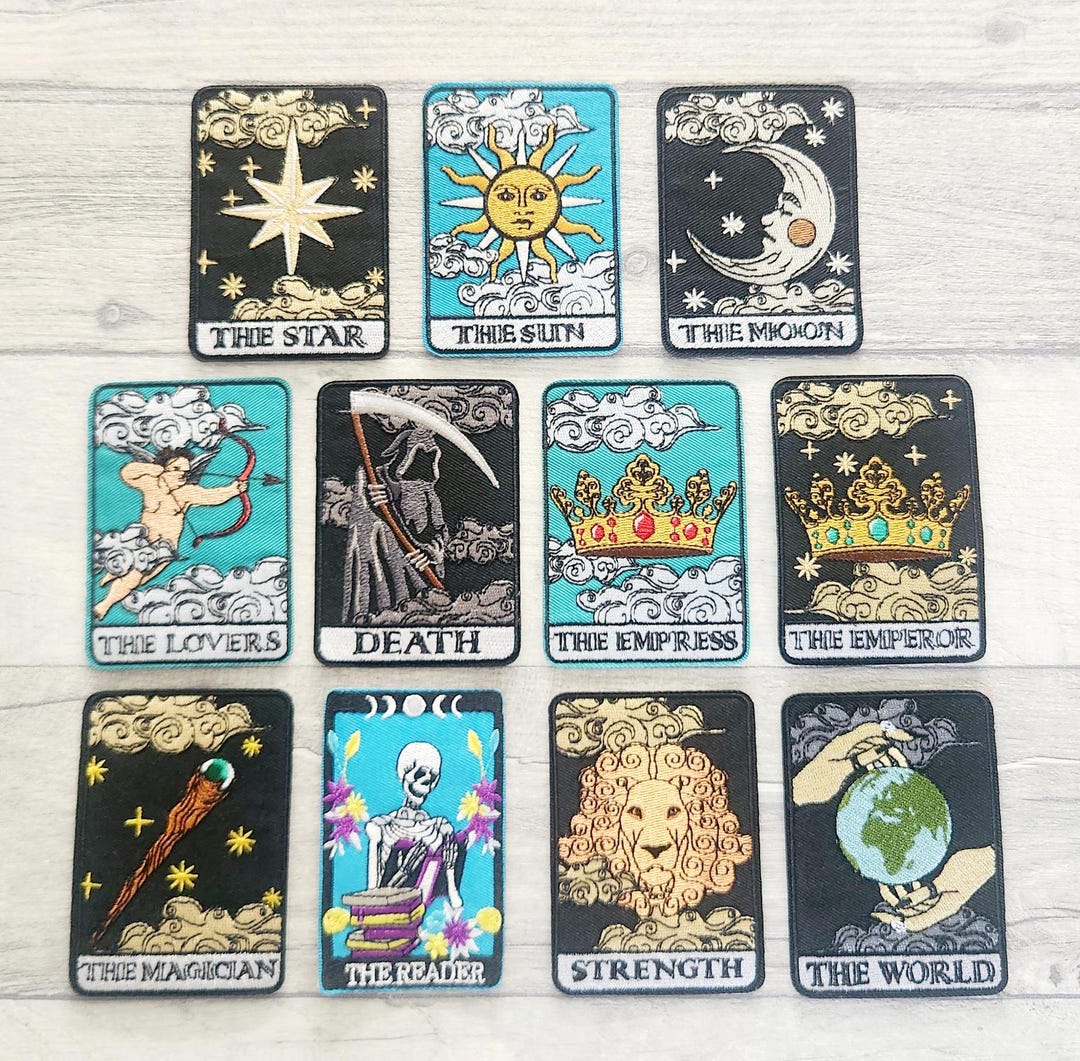 Tarot Card Iron on Patch, 11 Vintage Tarot Cards Embroidered Patches ...