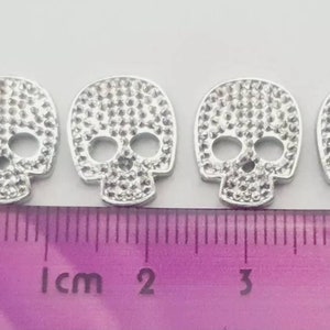 40 Silver Skull Buttons-skeleton Head/skulls Metallic Beads/cabochons ...