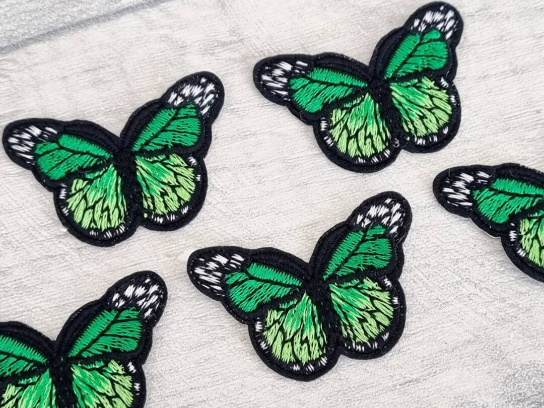 3/5 Butterfly Patch Set, Sew on Green Butterflies Patches, Iron on ...