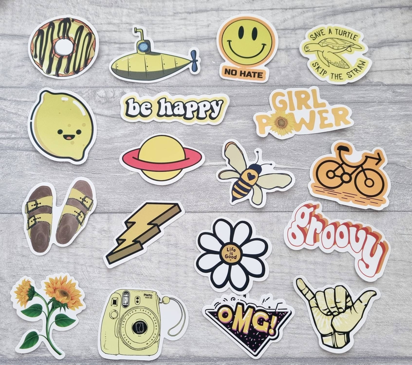 Yellow Stickers 25/50 Vinyl Decals Large Waterproof Sticker - Etsy UK