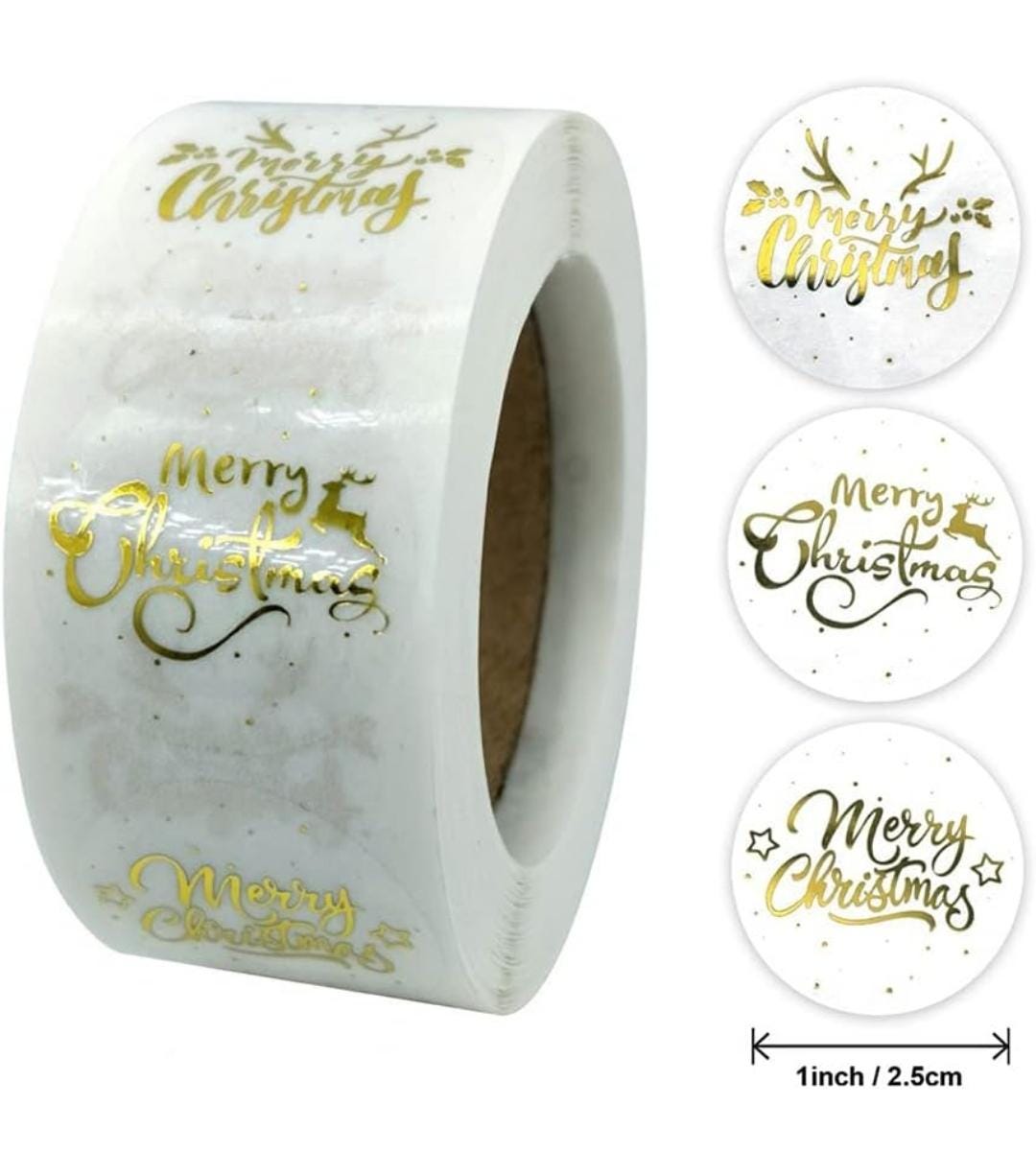 Merry Christmas Clear Stickers, Metallic Gold/transparent Gift Tags ...