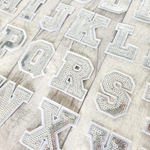 Silver Sequin Letter Patches, Iron on Alphabet Patch, Sew on Sparkly ...