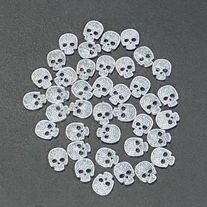 40 Silver Skull Buttons-skeleton Head/skulls Metallic Beads/cabochons ...