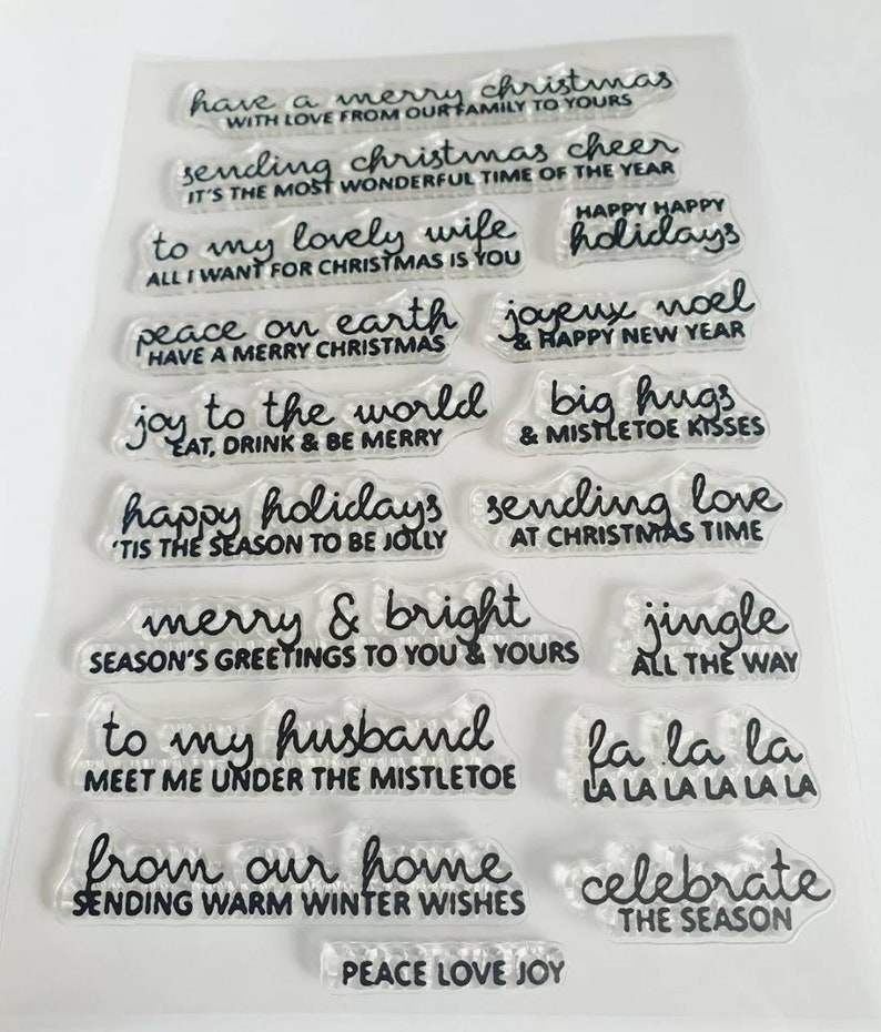 17 Christmas Messages Clear Stamps-xmas Greetings/sentiments - Etsy