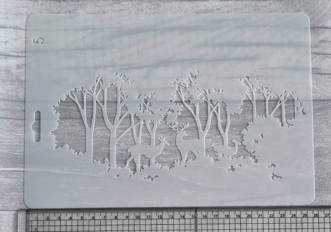 Deer Woodland Scene Stencil-layering/background/reusable | Etsy UK