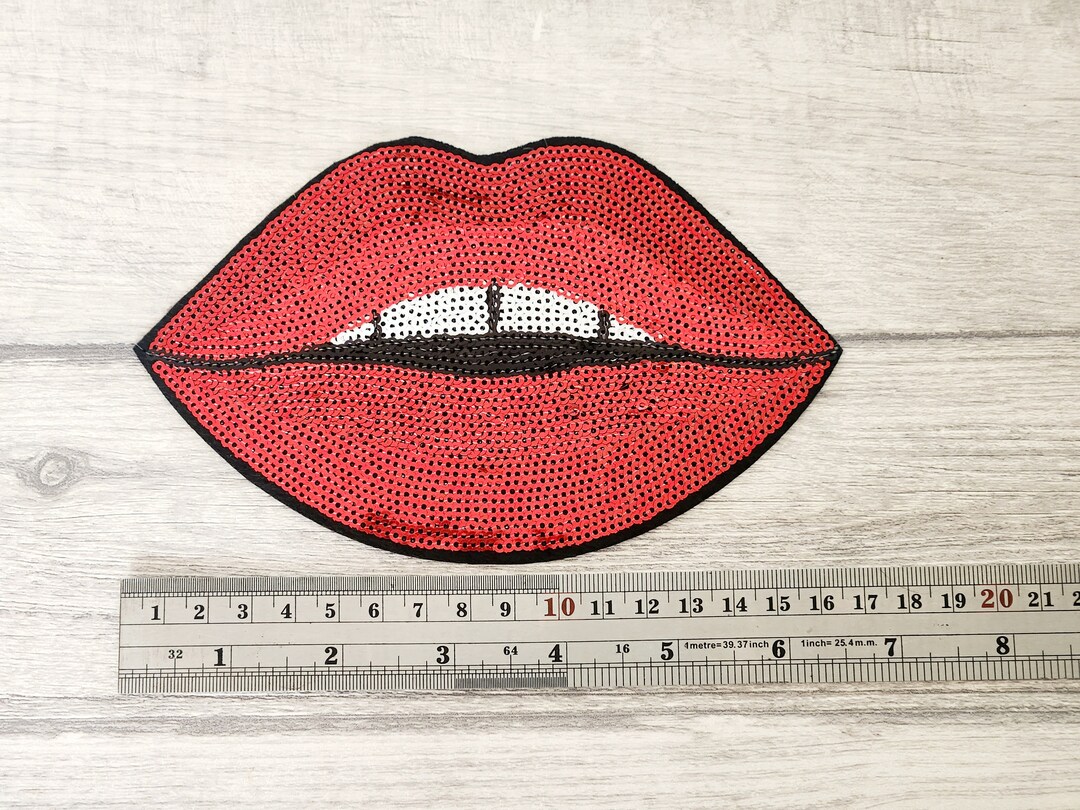 Red Lips Iron on Patch, Large Sexy Mouth Embroidered Motif, Hen Do ...