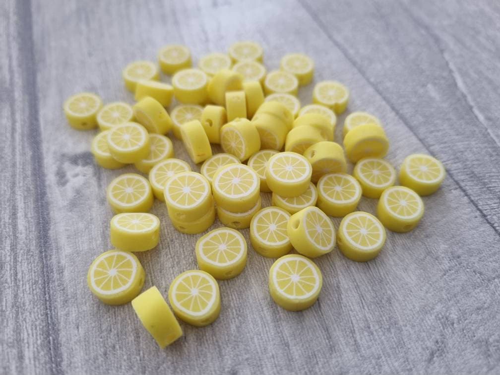 Lemon slice beads 50 lemon slices kawaii Jewellery polymer | Etsy