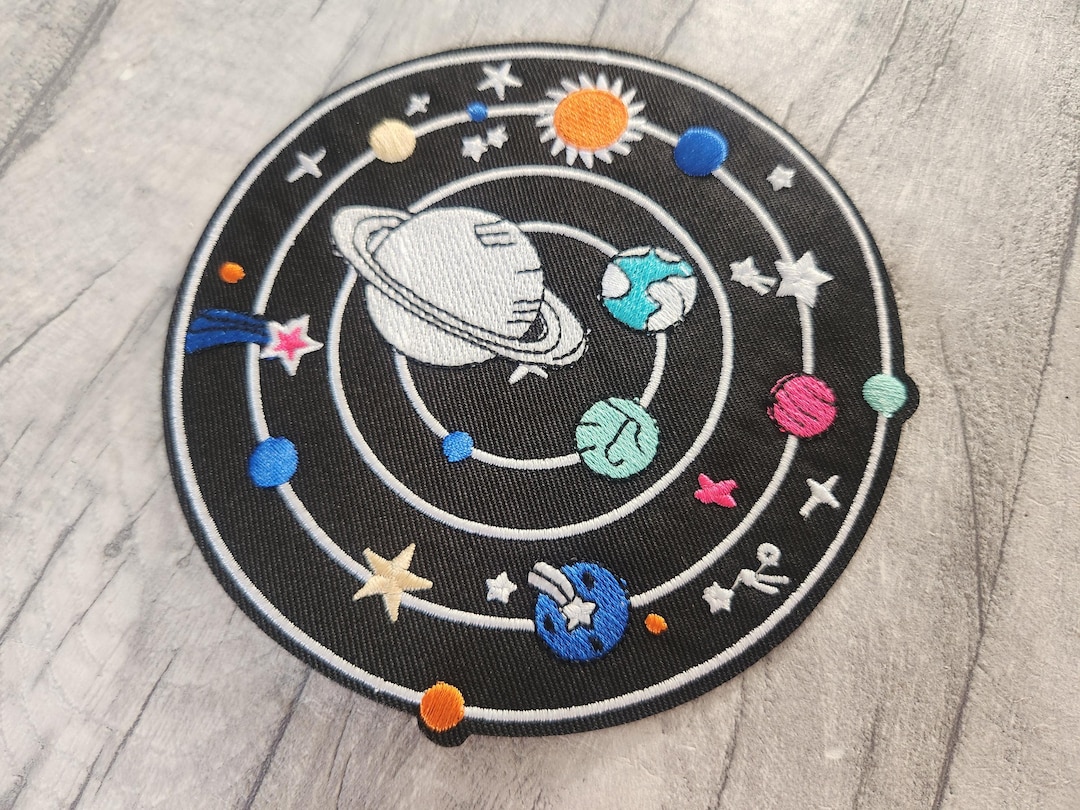 Large Space Iron on Patch, Solar System Embroidered Applique, Sew on ...