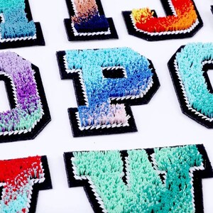 Letter Patches, Iron on Alphabet Patch, Sew on Brush Effect Applique, 4 ...