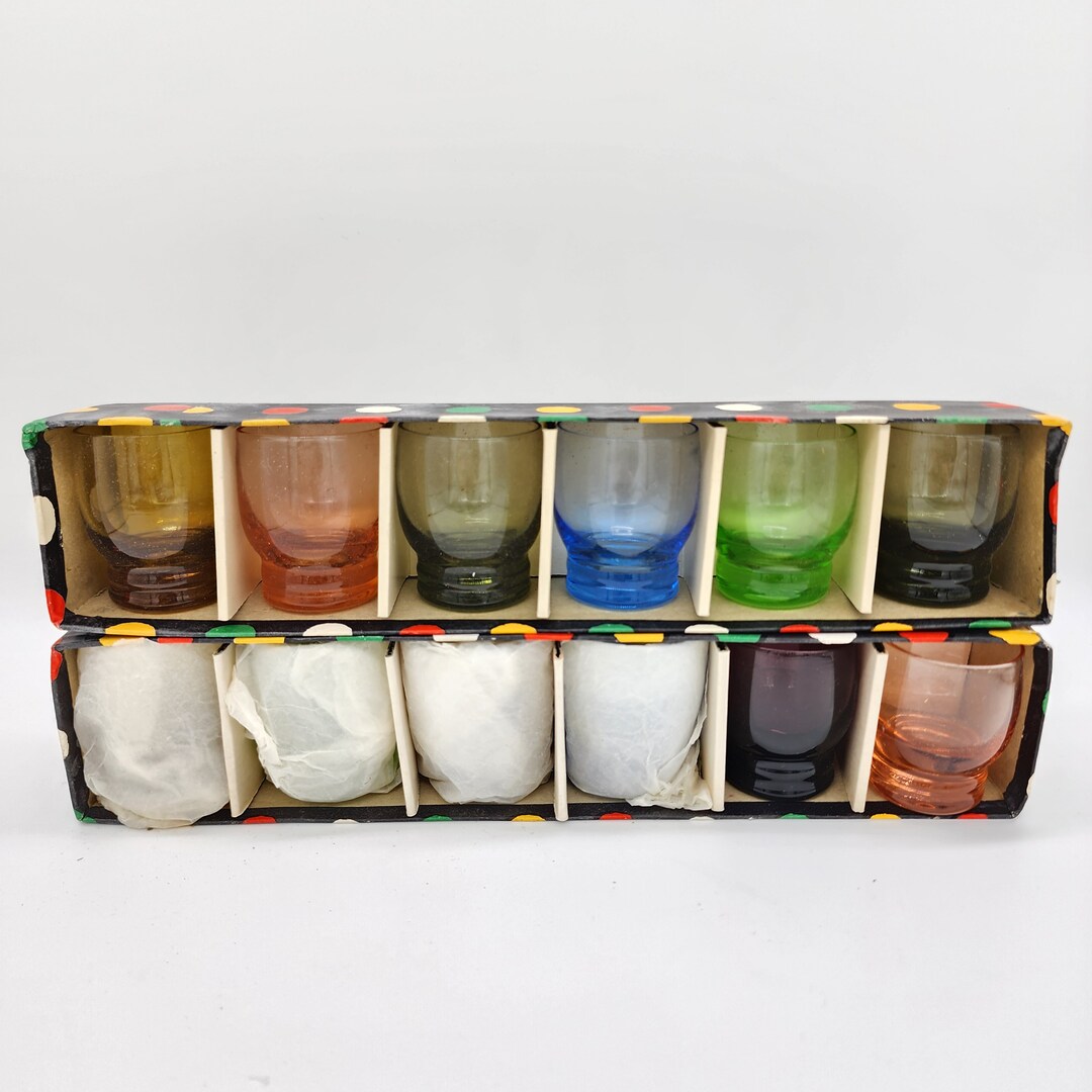 Vintage Multi Colored Shot/cordial Glasses - 2 Sets - Etsy