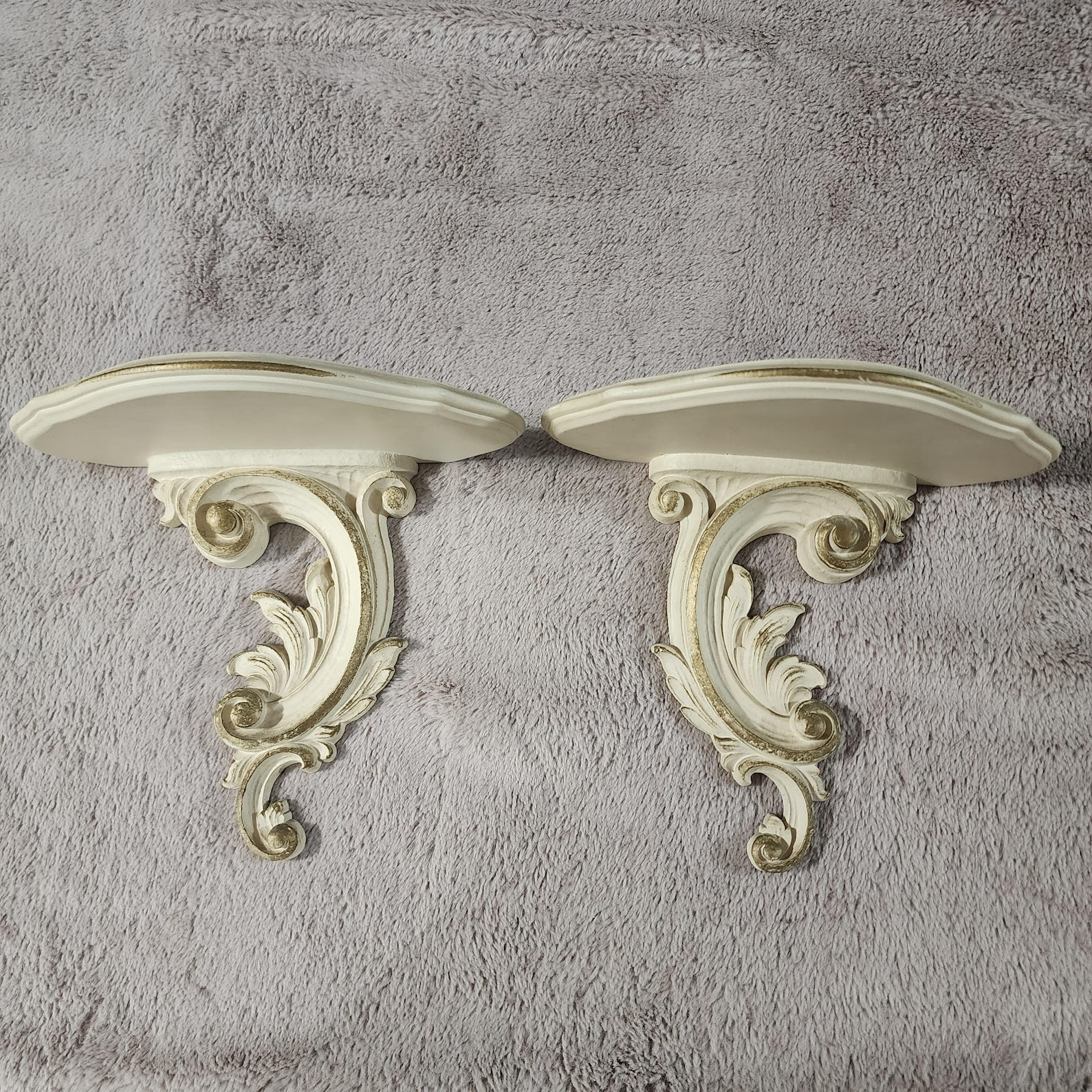 Vintage Pair of Syroco Wall Shelves, Ornate Victorian Style Sconces ...