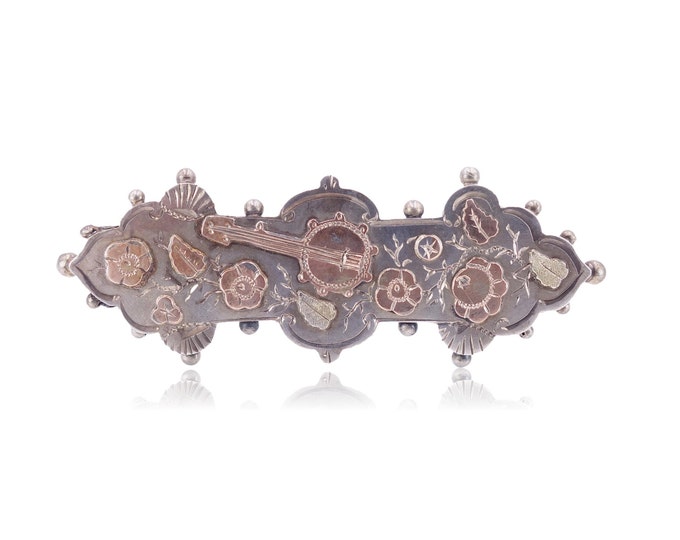 Antique Victorian C. 1890 Tri-color Sterling Silver, Rose Gold Banjo ...