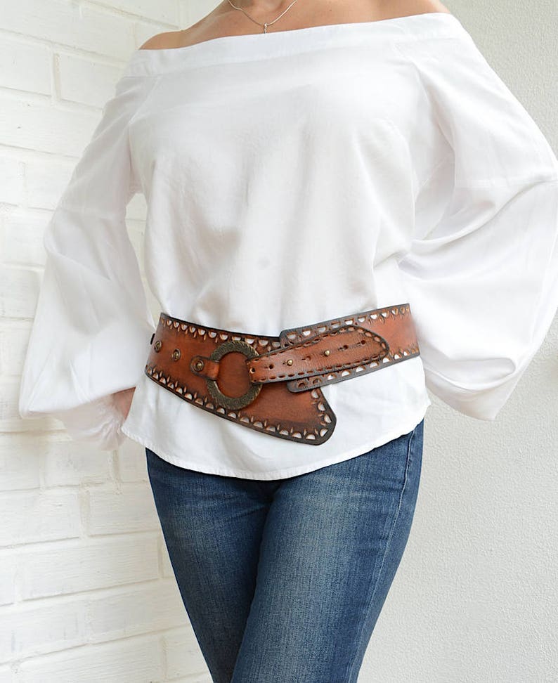 Wide Leather Belt Womens Leather Belt Wide Belt Bohemian Hip Etsy