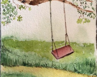 Tree swing painting | Etsy