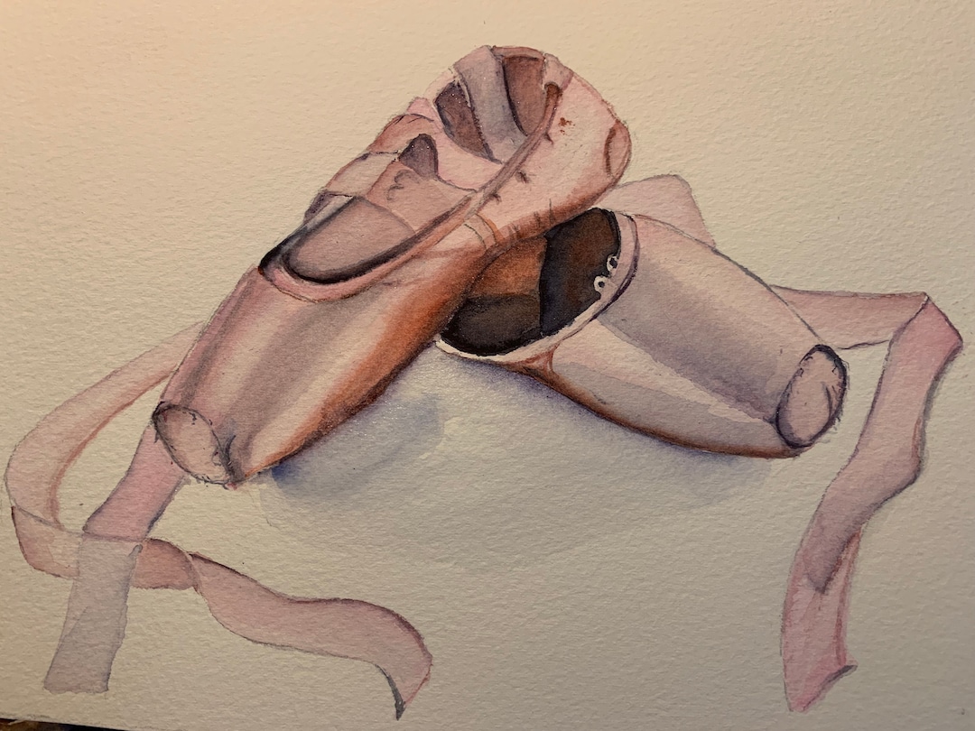 Pointe Shoes Watercolor Art, Pointe Shoes Wall Art, Ballet Shoes ...