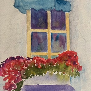 Window Box Watercolor Art, Hand Painted Watercolor Wall Art - Etsy