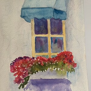 Window Box Watercolor Art, Hand Painted Watercolor Wall Art - Etsy