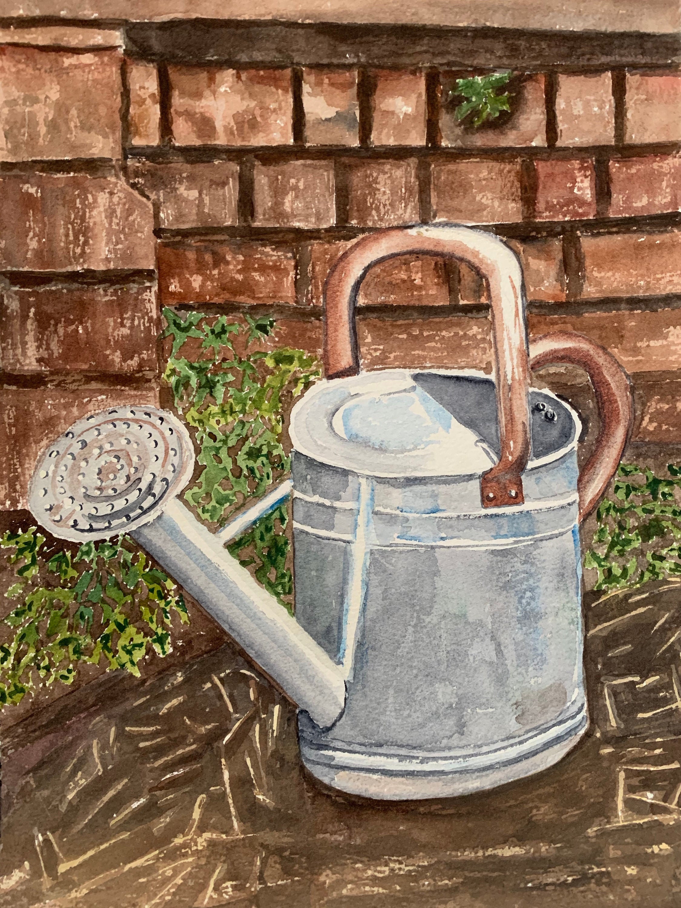 Watering Can Watercolor Painting, Garden Watering Can Wall Art ...