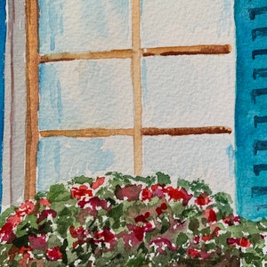 Window Box Floral Watercolor Painting, Watercolor Window Box Wall Art ...