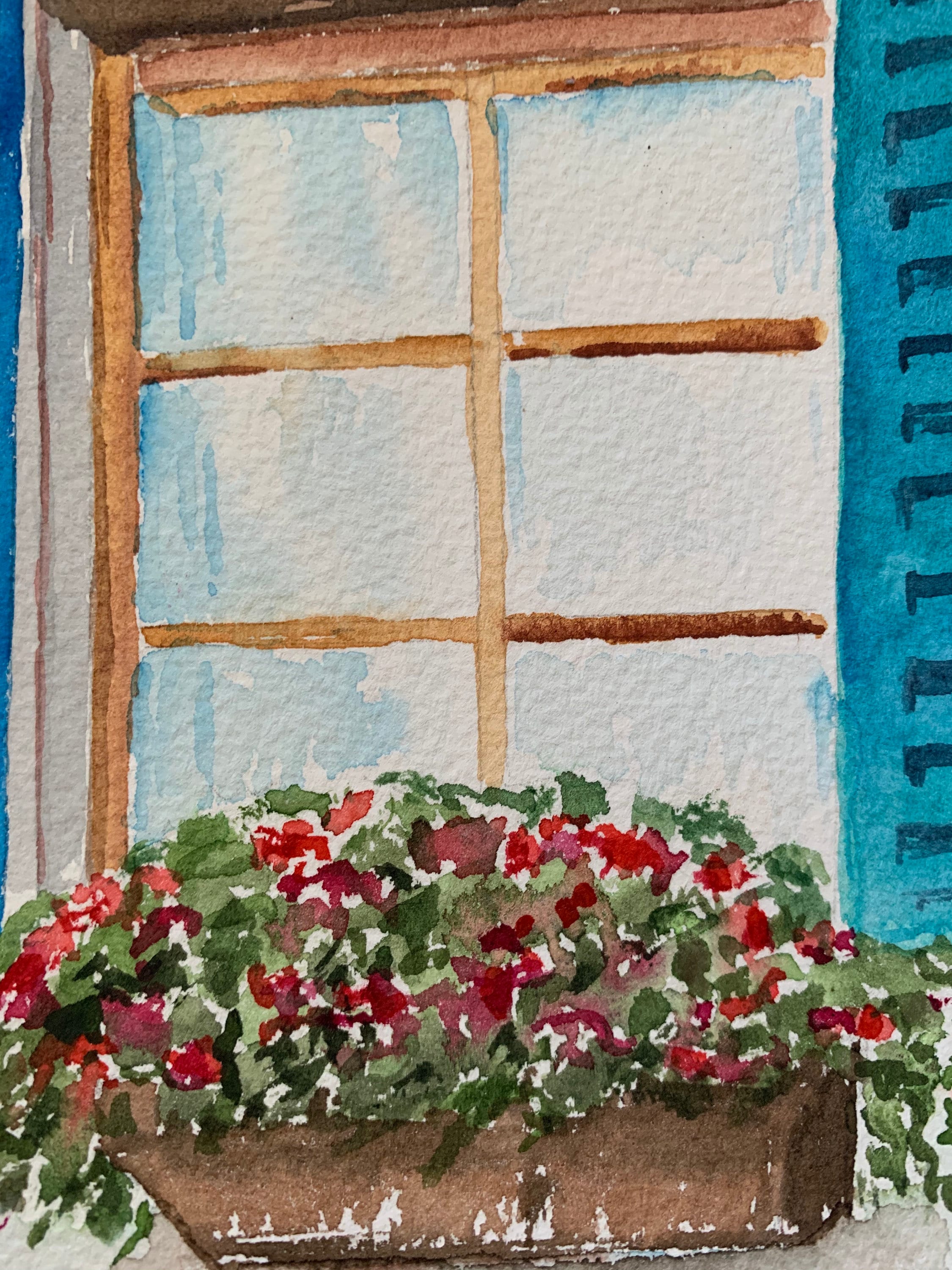 Window Box Floral Watercolor Painting, Watercolor Window Box Wall Art ...