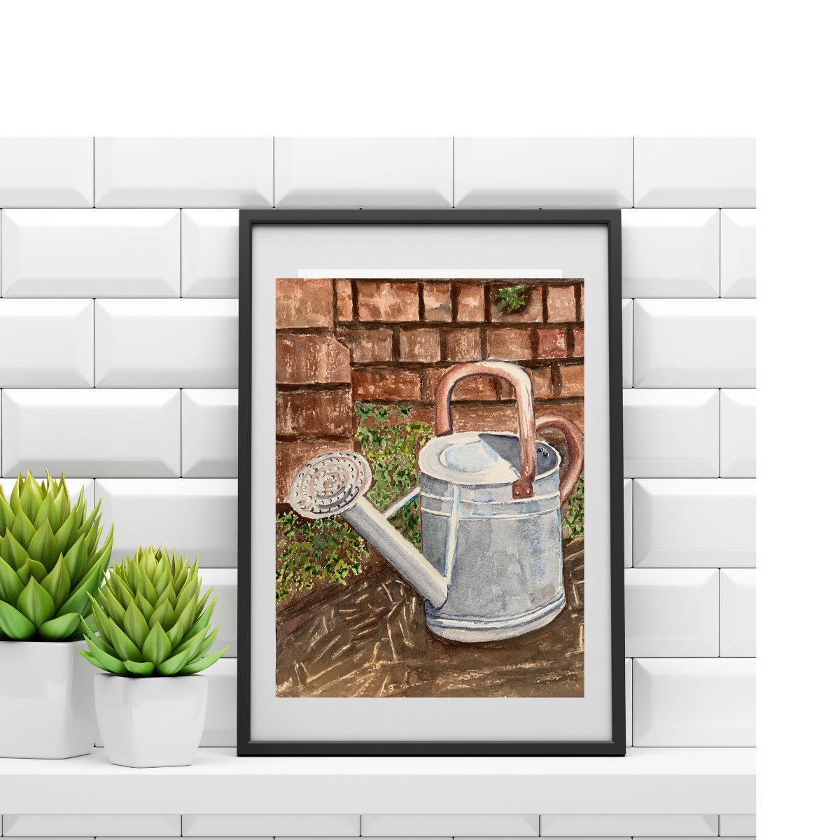 Watering Can Watercolor Painting, Garden Watering Can Wall Art ...