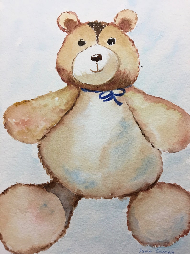 Teddy Bear Nursery Art, Watercolor Teddy Bear Painting - Etsy