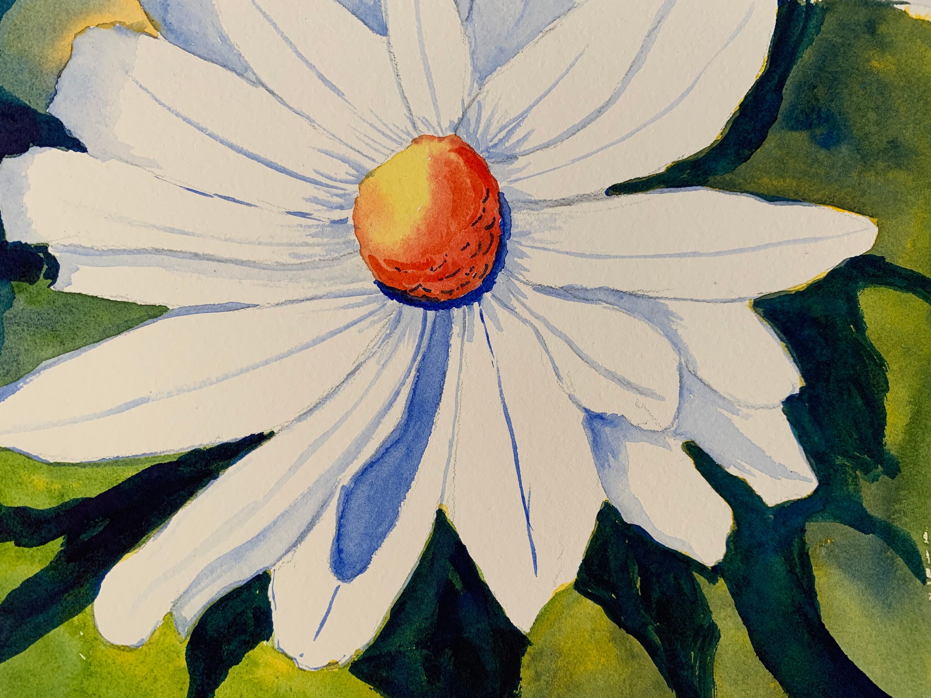 Watercolor Gerbera Daisy Painting, Macro Daisy Watercolor Wall Art ...