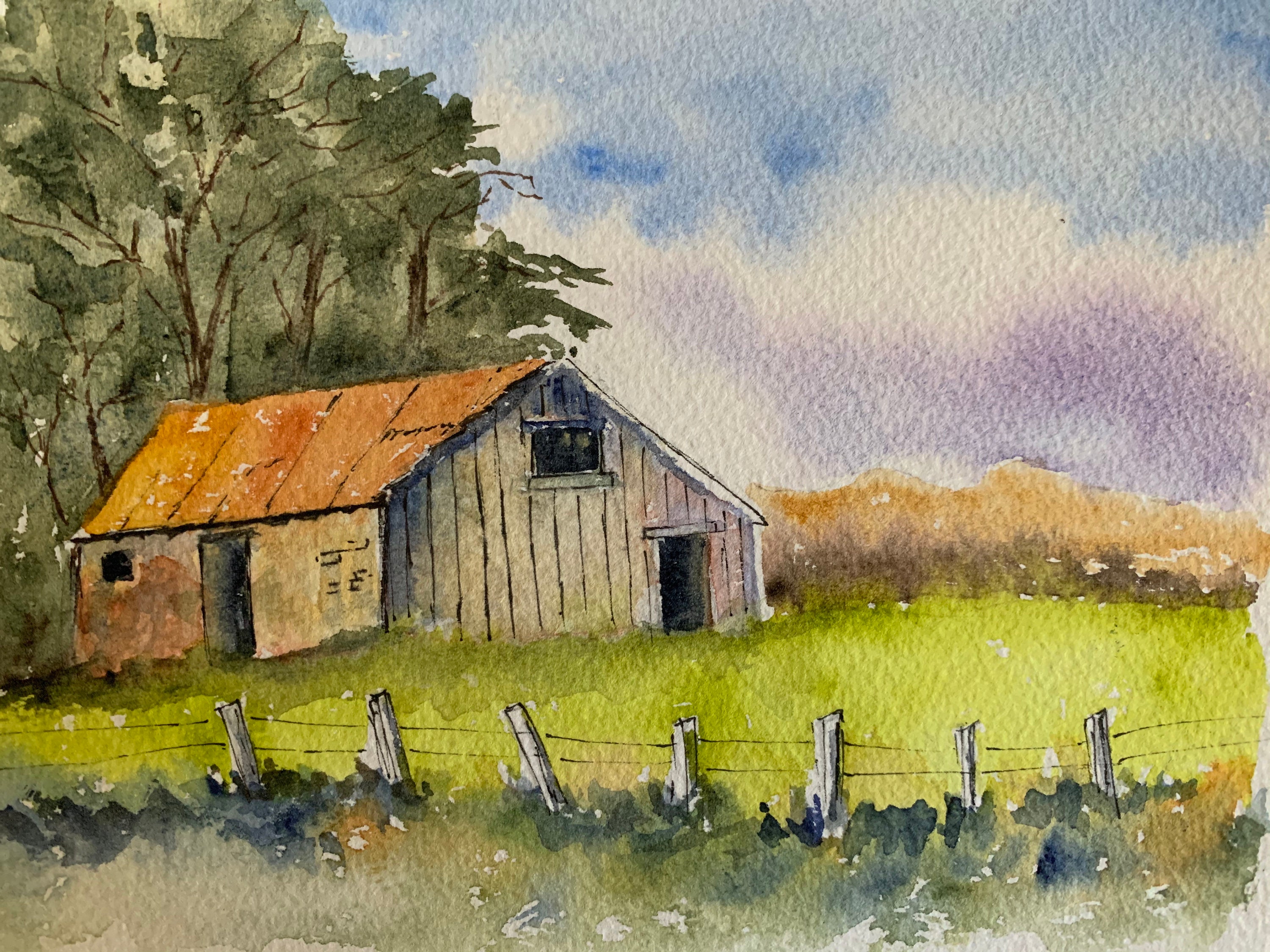 Summer Barn Watercolor Art Original Barn Painting Small - Etsy