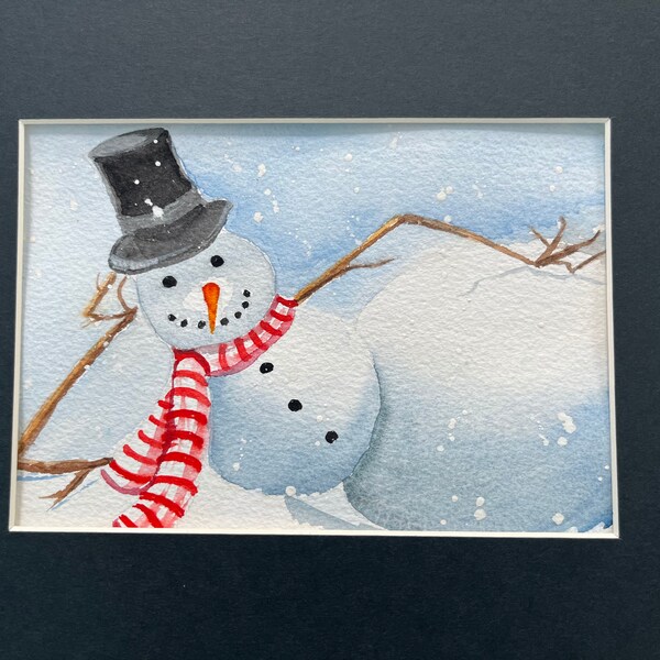 Snowman Watercolor - Etsy
