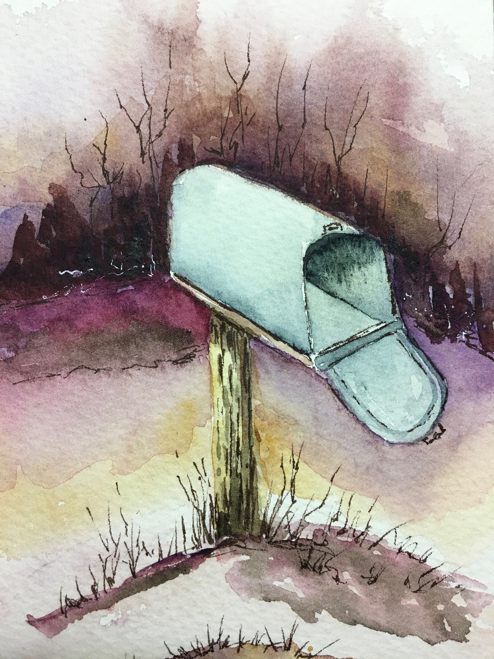 ORIGINAL WATERCOLOR ART Watercolor Mailbox Greeting Card - Etsy