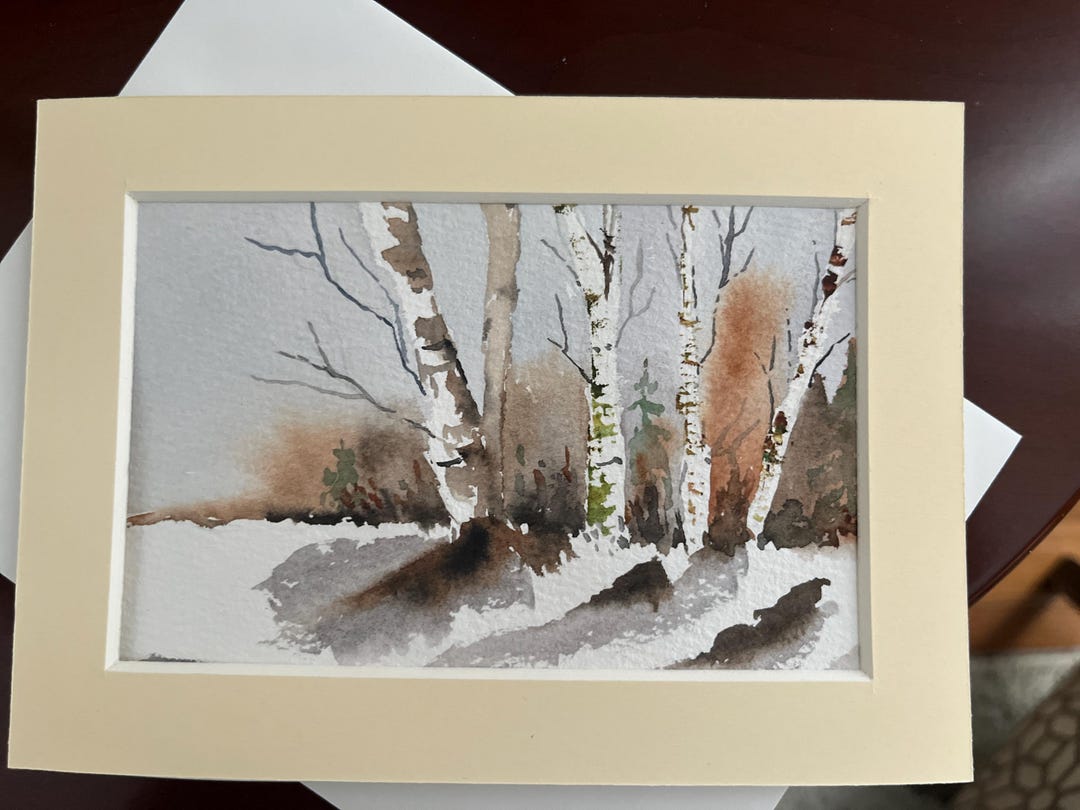 Original Birch Tree Watercolor Greeting Card, Hand Painted Birch Tree ...