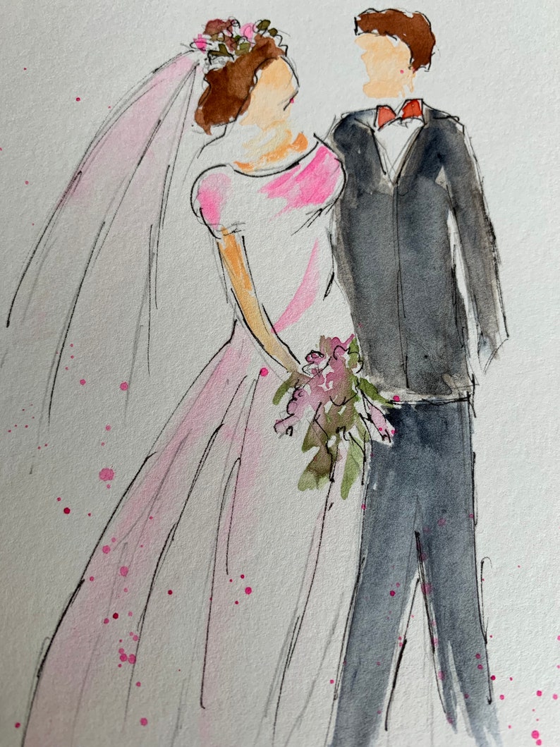 PERSONALIZED WEDDING CARD, Original Hand Painted Wedding Wishes ...